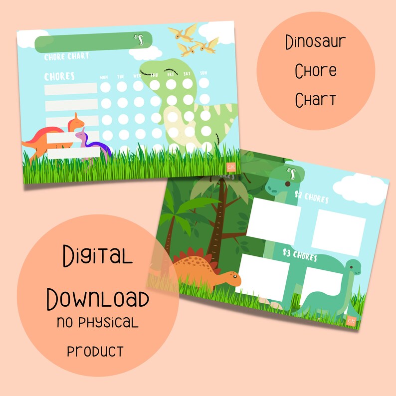 Dinosaur Chore Chart: Customizable Kids Printable (digital Download) - Etsy
