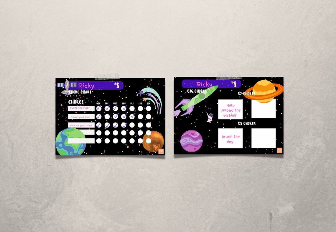 Outer Space Chore Chart Printable Kids Chore Chart Customizable Chore ...