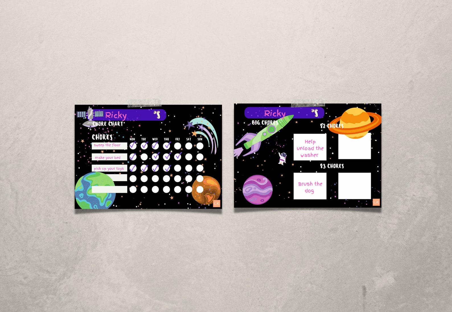 Outer Space Chore Chart - Printable Kids Chore Chart - Customizable ...