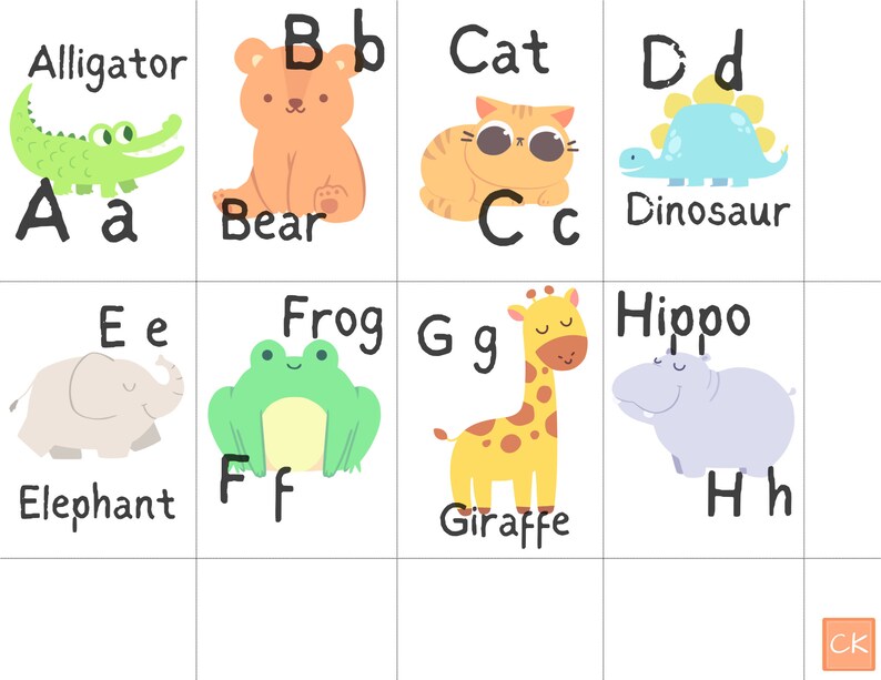 Animal Alphabet Flashcards: Preschool Learning (PDF Printable) - Etsy