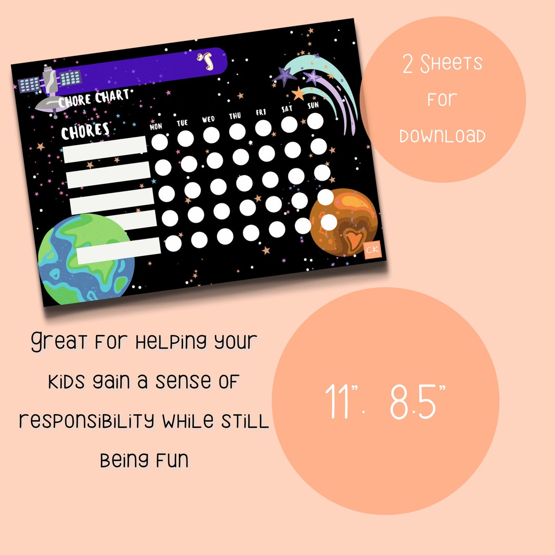 Outer Space Chore Chart - Printable Kids Chore Chart - Customizable ...