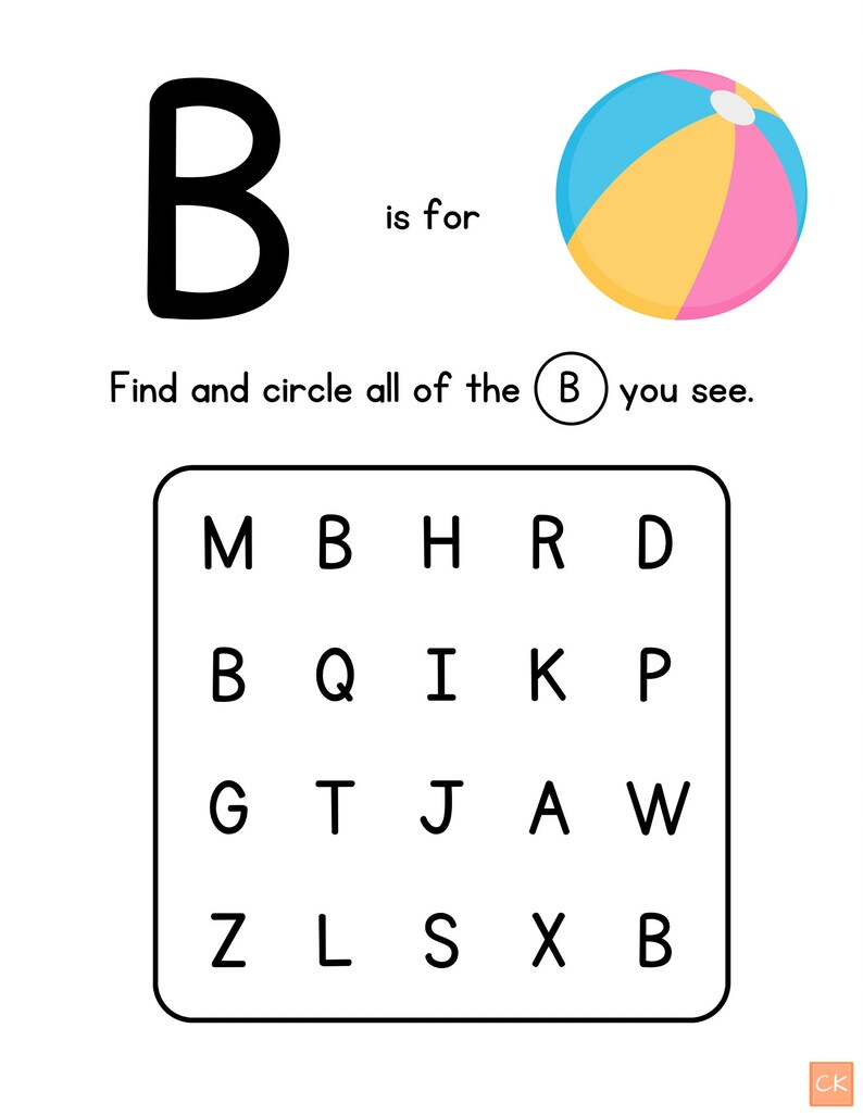 Letter B Activity Printable Preschool Printable Kindergarten Printable ...