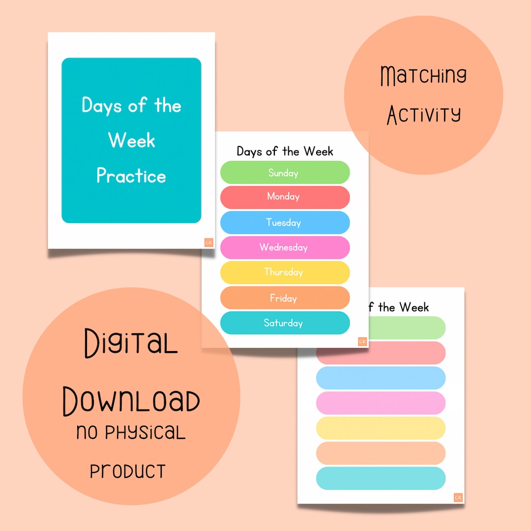 Days of the Week Worksheet Printable - Preschool/ Kindergarten ...