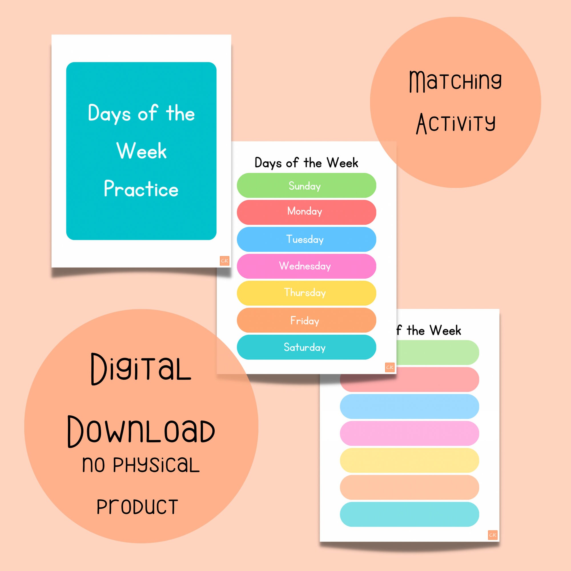 Days of the Week Worksheet Printable - Preschool/ Kindergarten ...