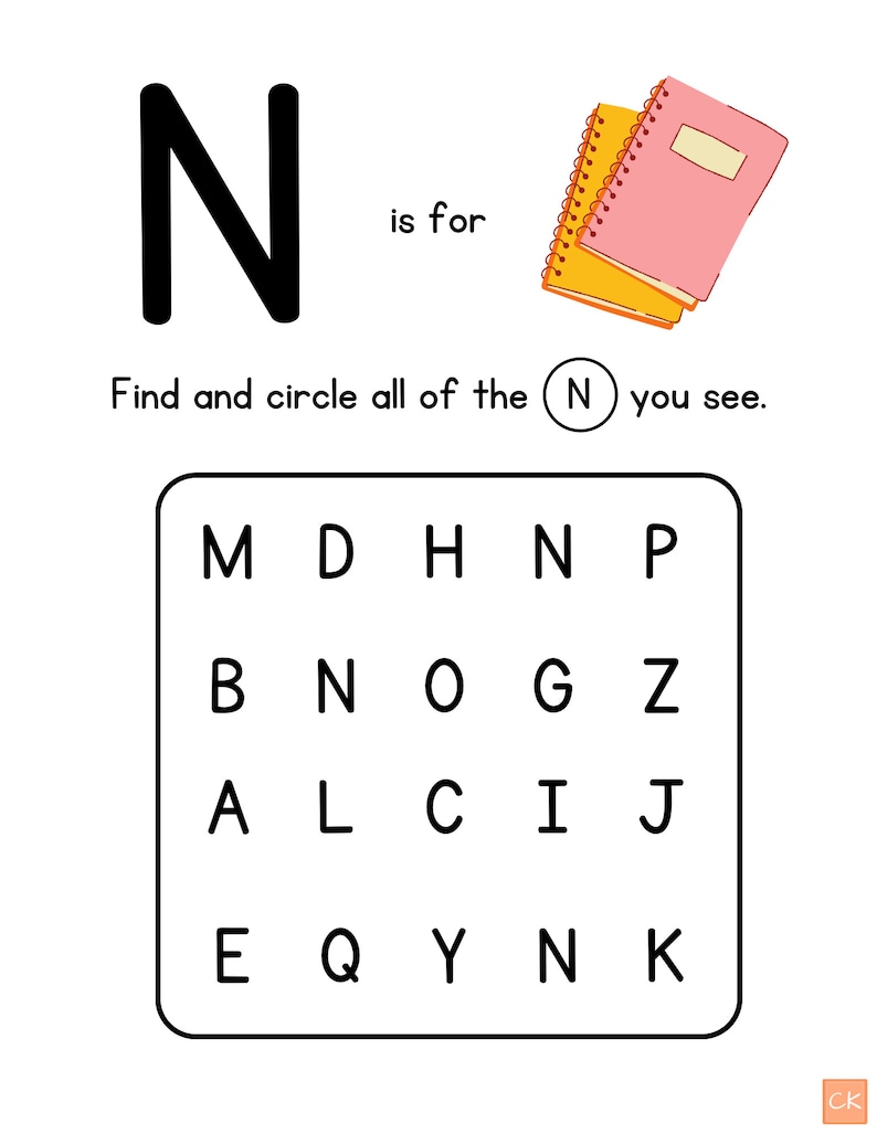 Letter N Activity Printable Preschool Printable Kindergarten Printable ...