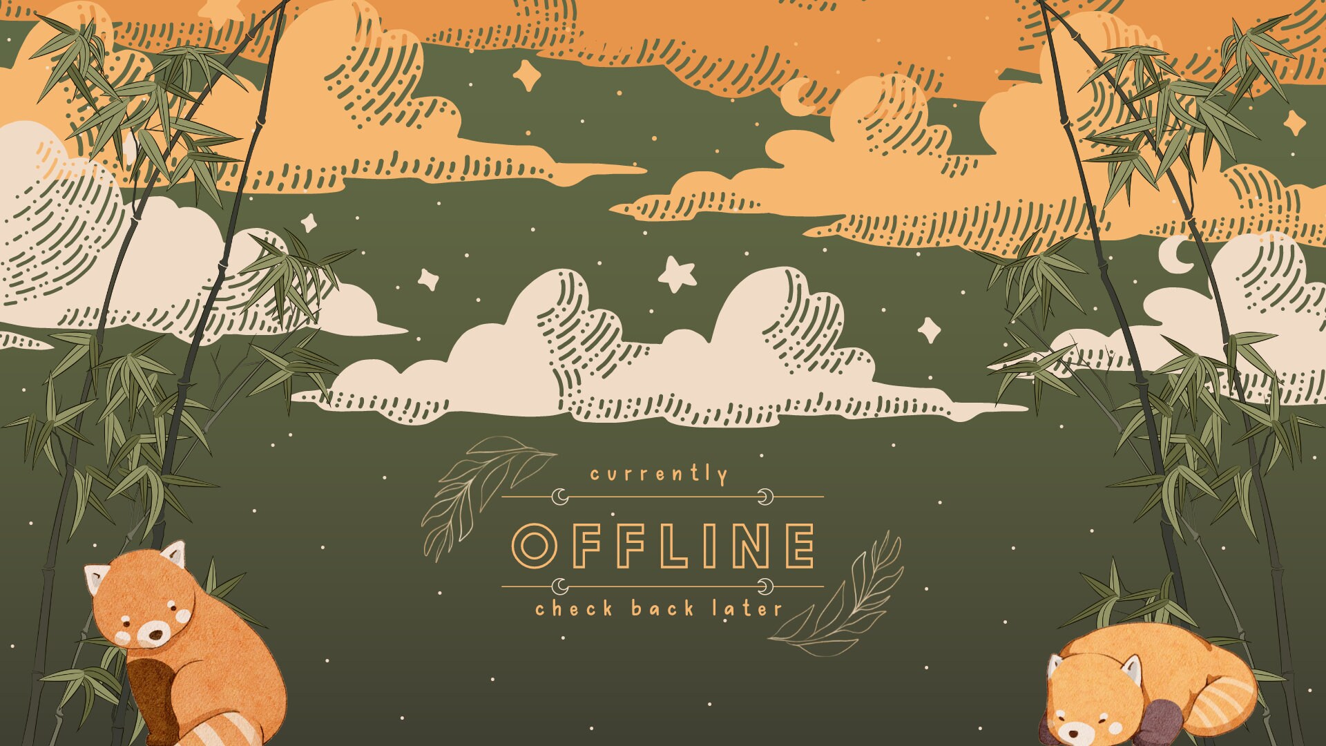 Red Panda Stream Overlay Cloud and Bamboo Stream Overlay Twitch Overlay ...
