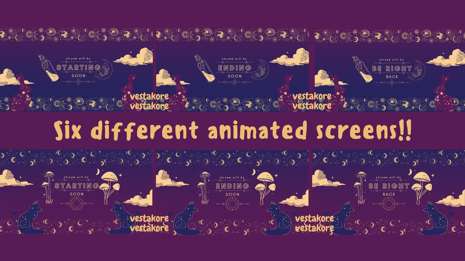 Rabbit + Fox Stream Overlay Bundle | Celestial Stream Overlay Bundle ...