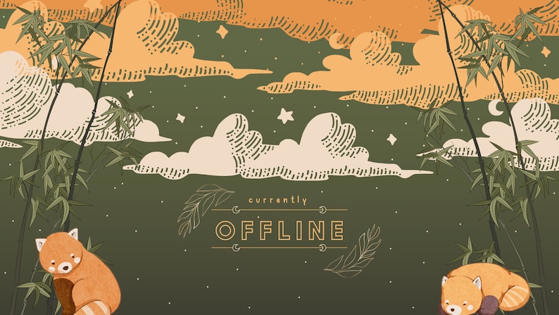 Red Panda Stream Overlay | Cloud and Bamboo Stream Overlay | Twitch ...