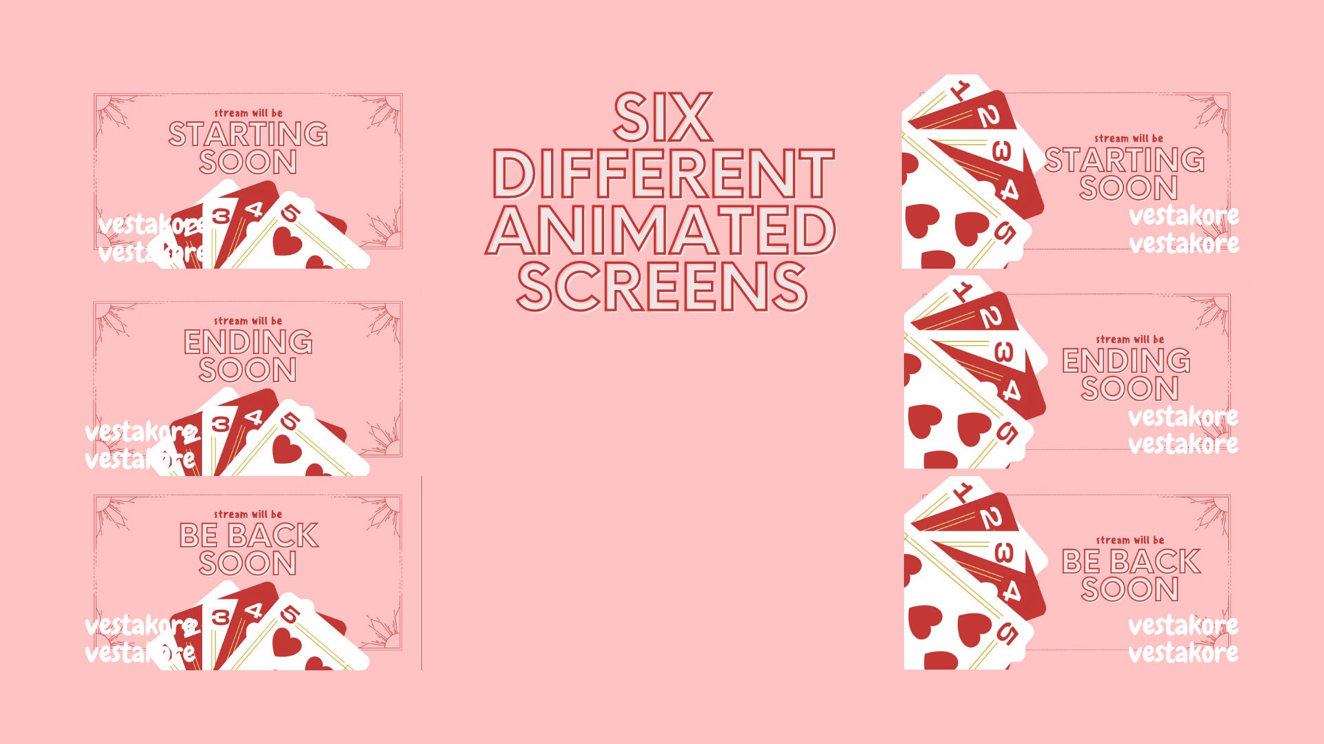 Card Stream Overlay Bundle Hearts Stream Overlay Bundle Twitch Overlay ...