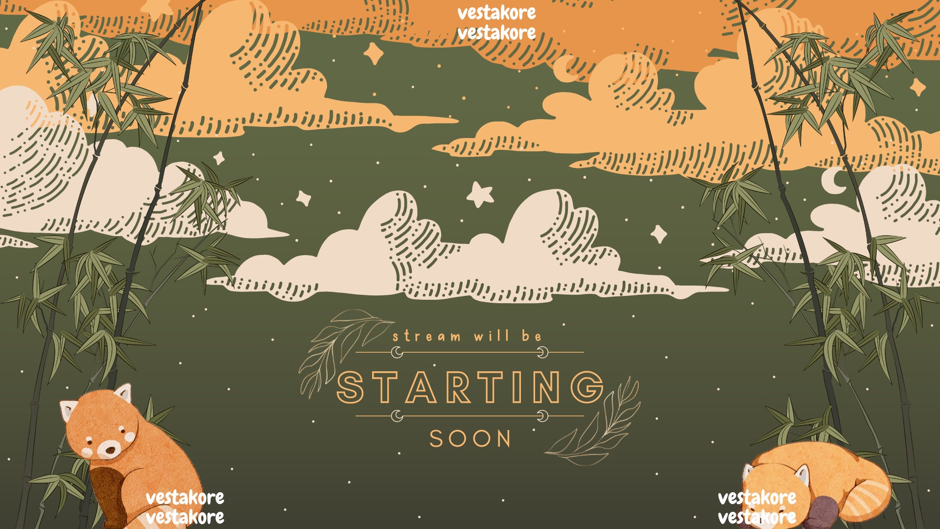 Red Panda Stream Overlay | Cloud and Bamboo Stream Overlay | Twitch ...