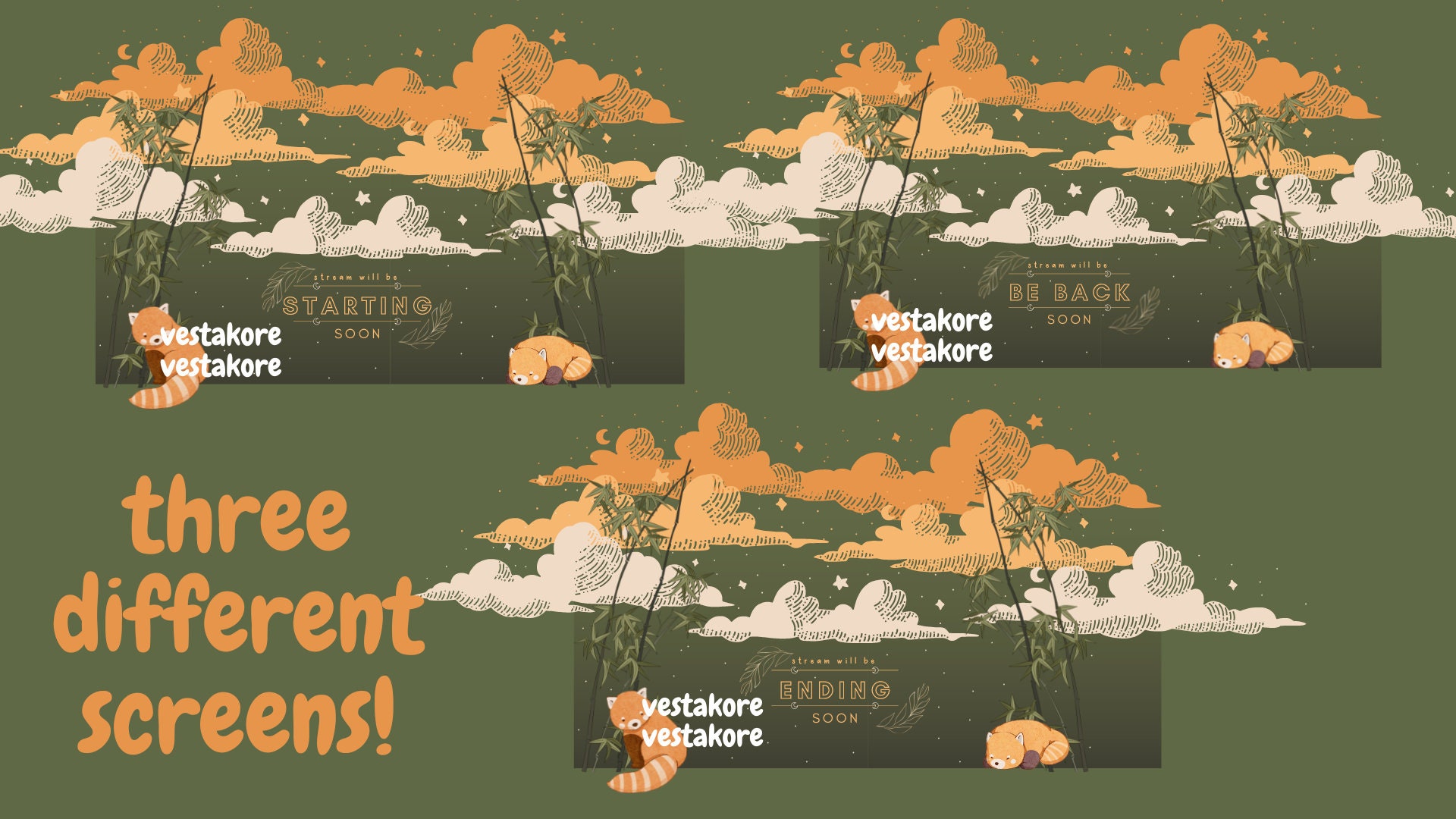 Red Panda Stream Overlay | Cloud and Bamboo Stream Overlay | Twitch ...