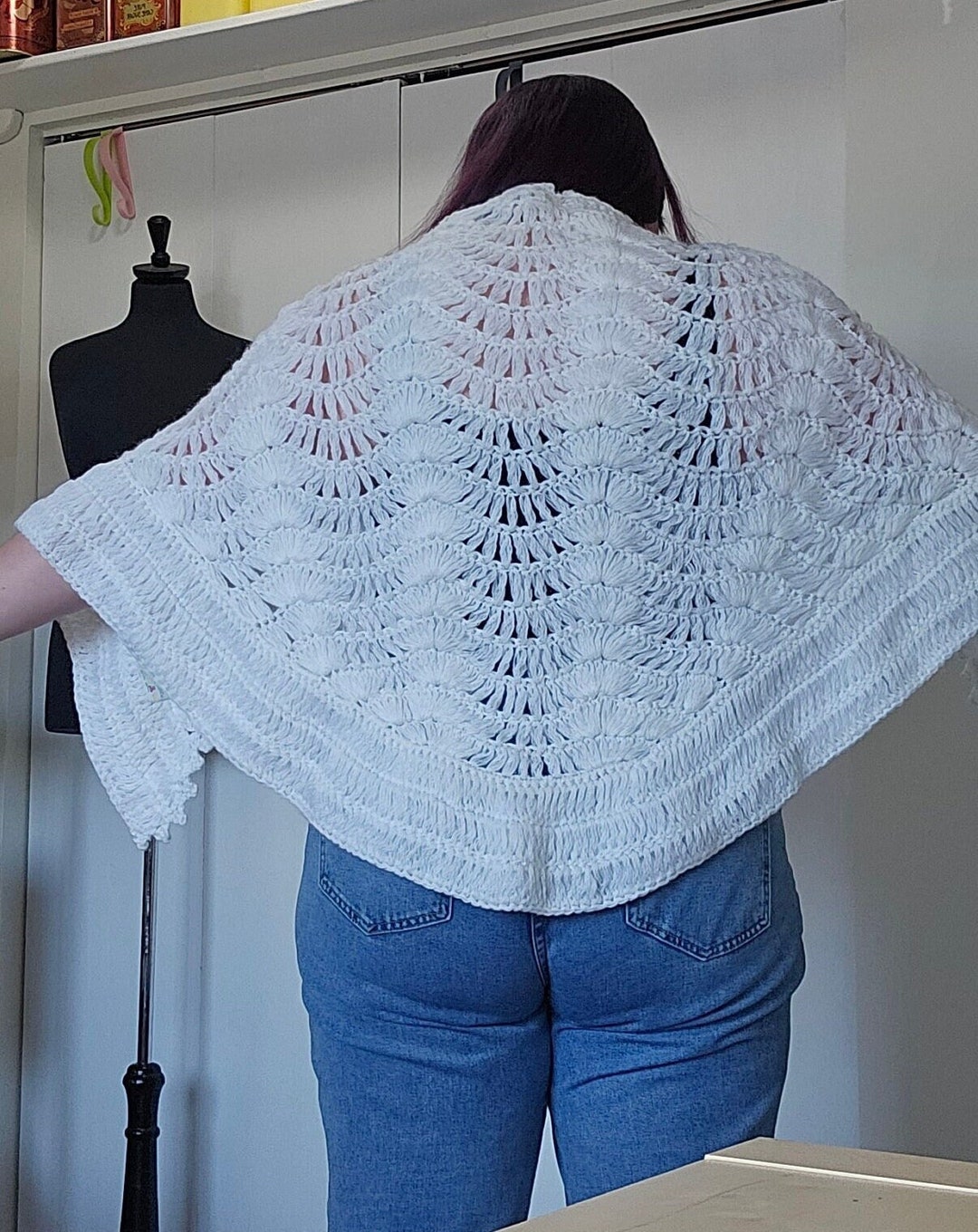 Stunning Vintage 1970s Crocheted Shawl by Dorena Fashions, NEW ...