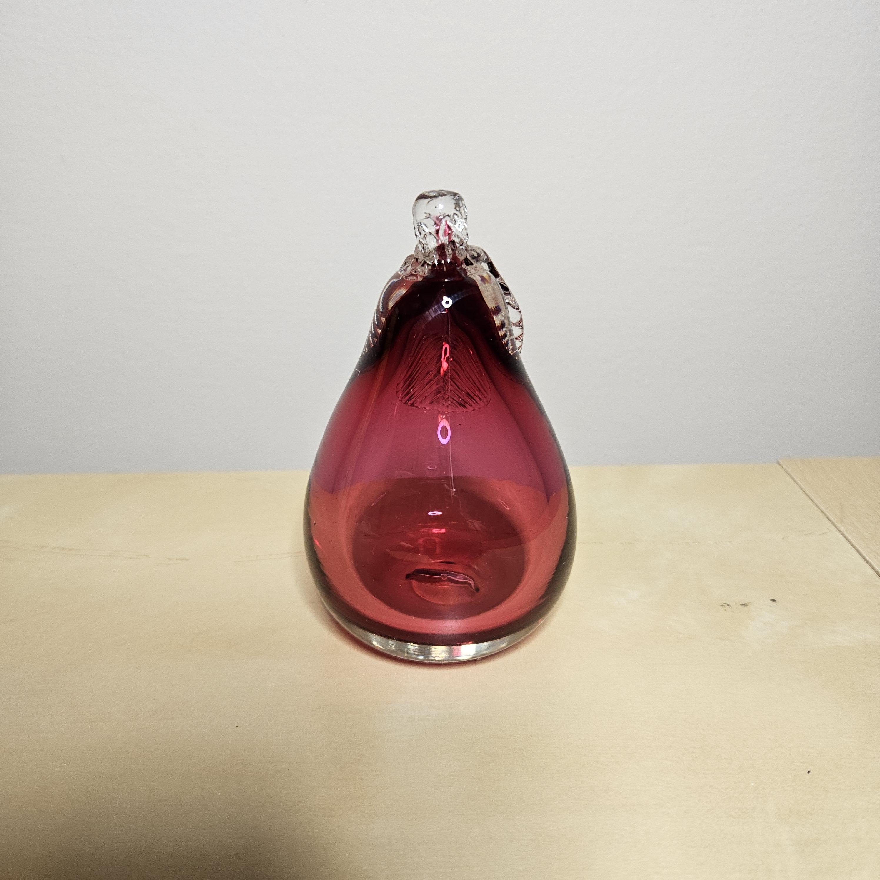 Vintage 1980s Hand Blown Ross Art Glass Pear With a Single Leaf in a ...