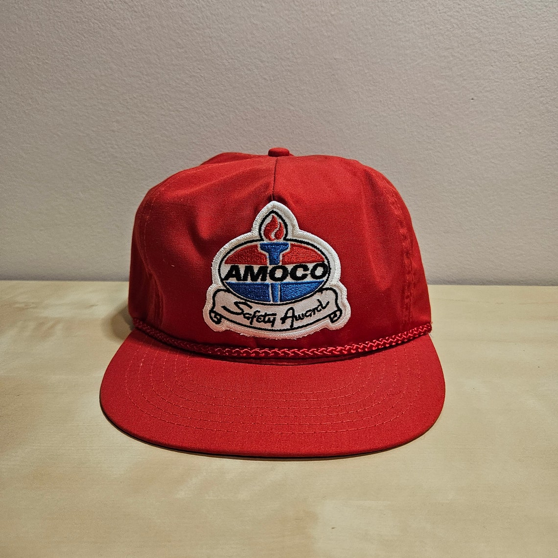 Vintage Amoco Safety Award Red Rope-lined Snapback Trucker Hat, Red ...