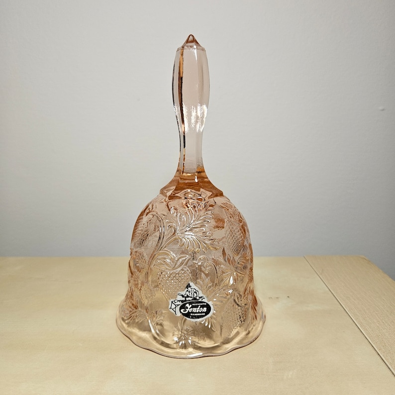 Vintage 1980s Fenton Light Pink Molded Glass Hand Bell Strawberry ...