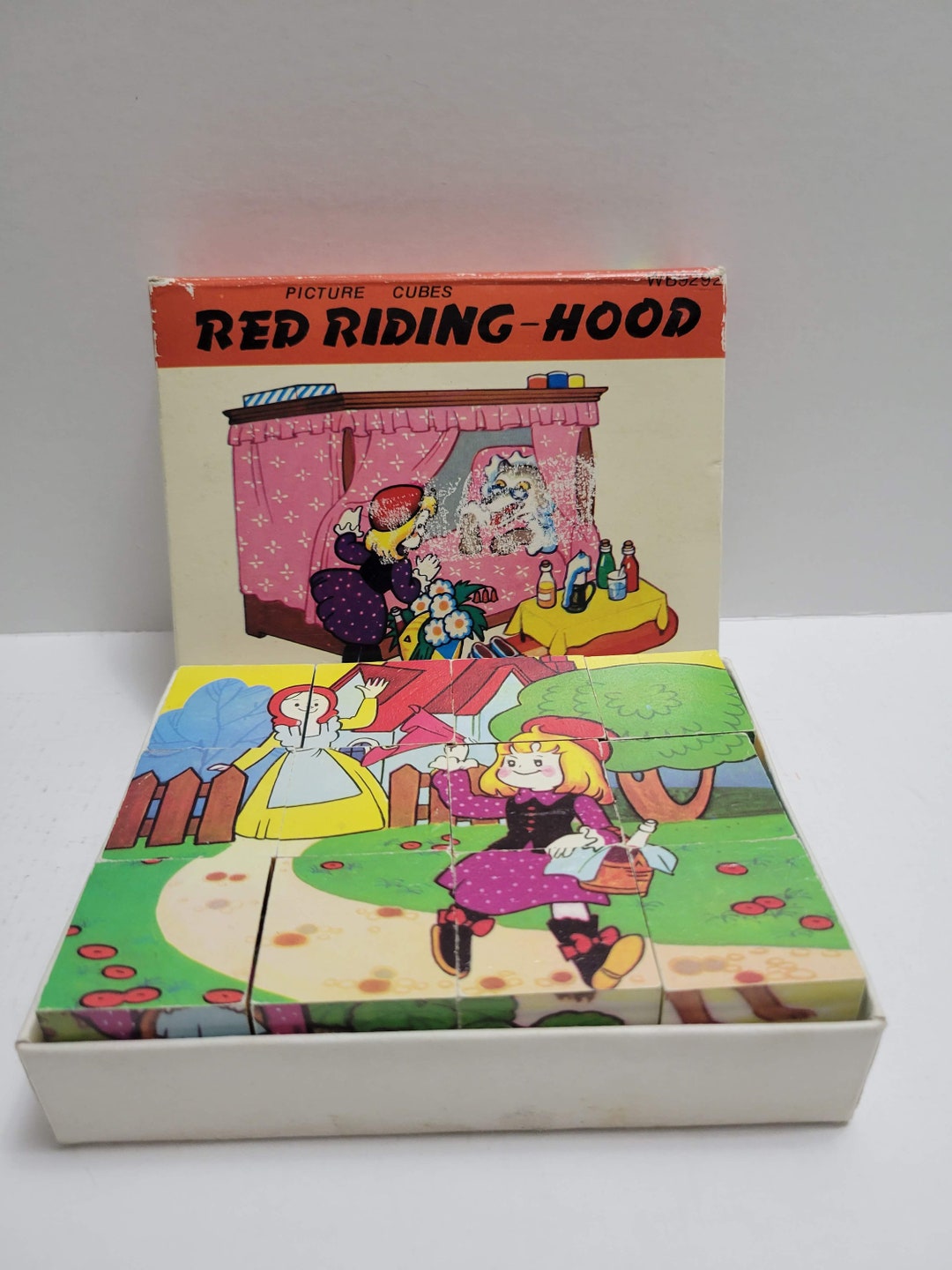 Vintage 1970s Little Red Riding Hood Wooden Cube Puzzle Blocks, 6 ...