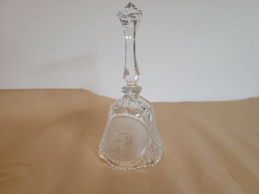 Vintage 1980s Cut Crystal Dinner Bell With Frosted Glass and Etched ...