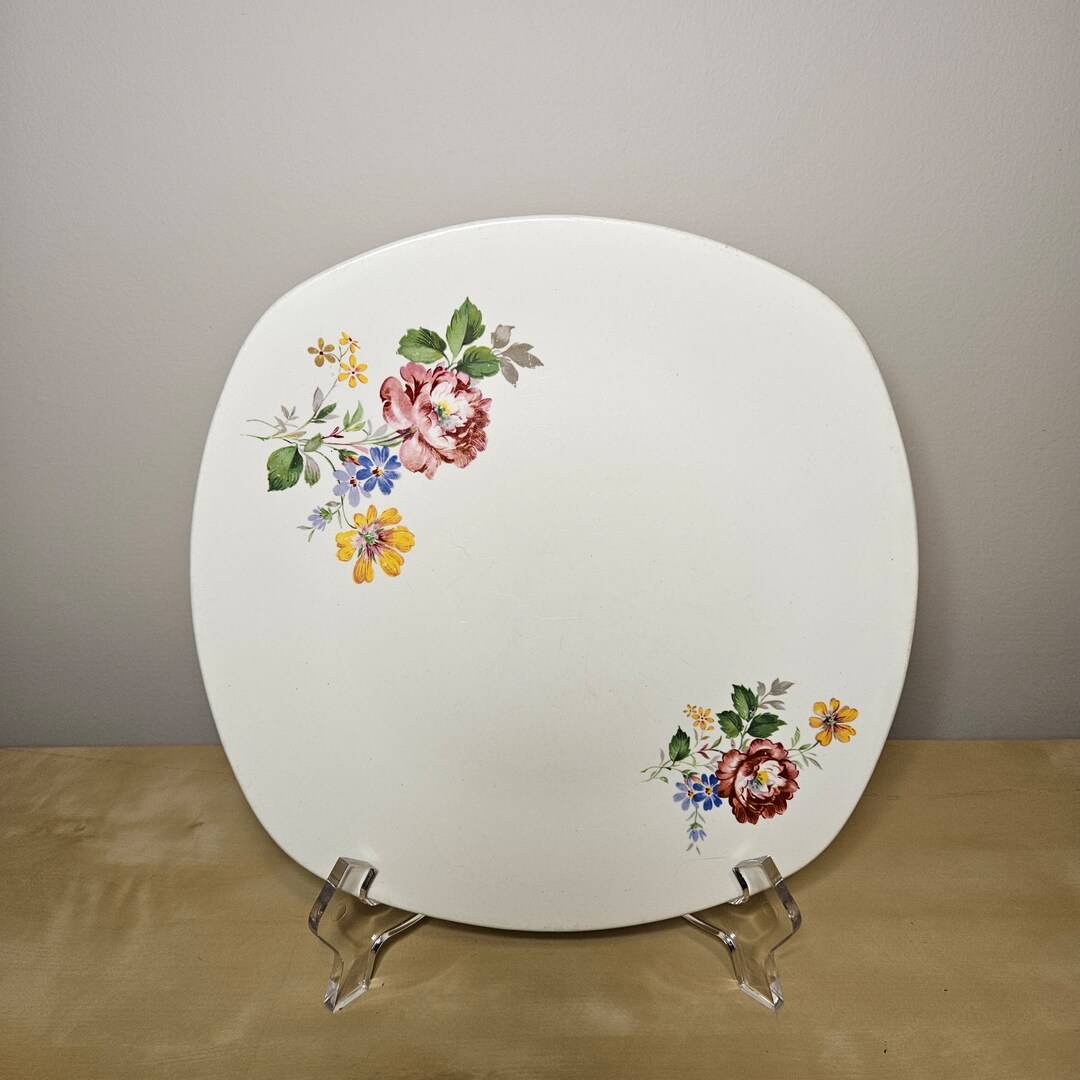 Vintage 1950s Square Floral Plate 9.75" Midwinter Stylecraft ...