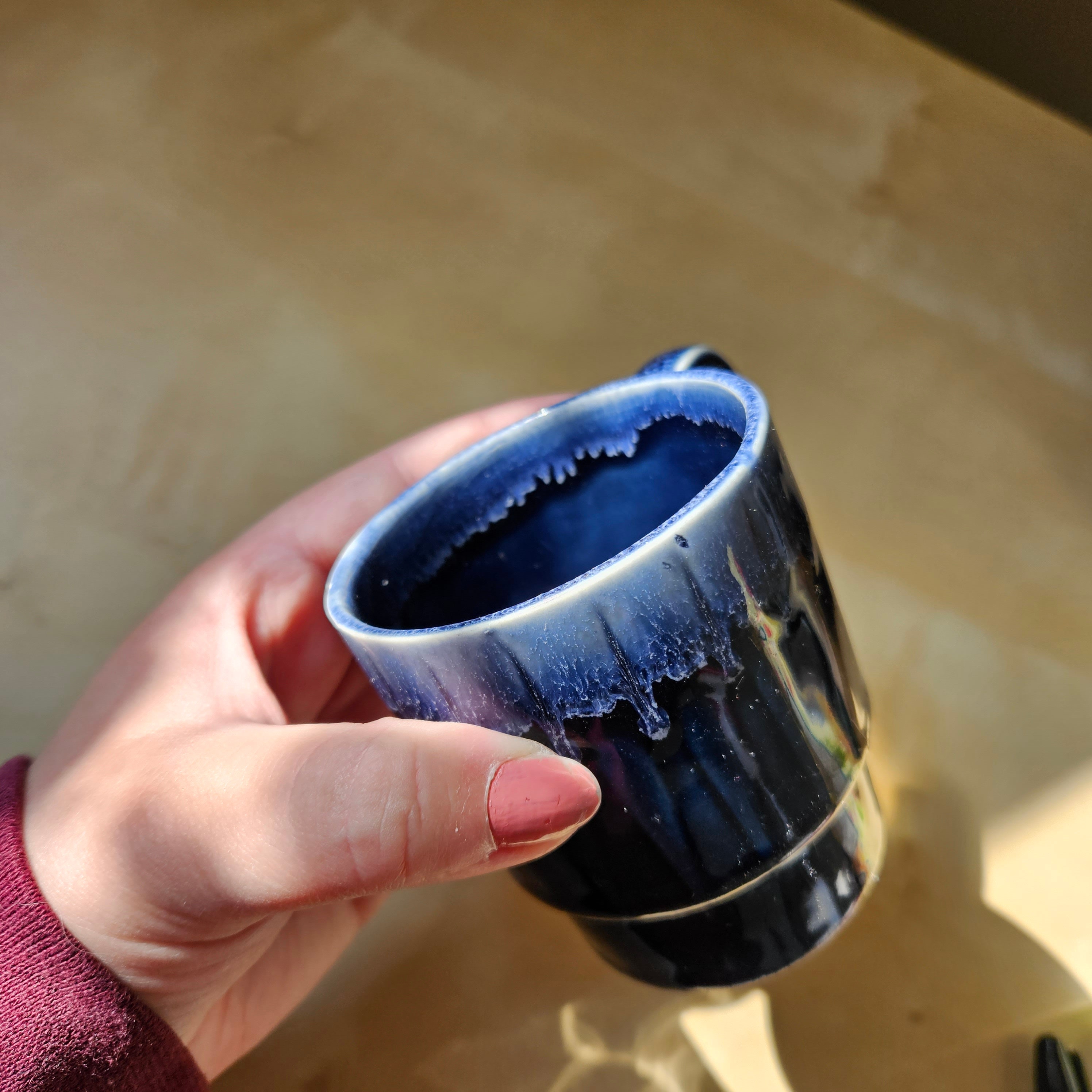Vintage Cobalt Blue Stackable Coffee Mug, Made in Japan, Blue Drip ...