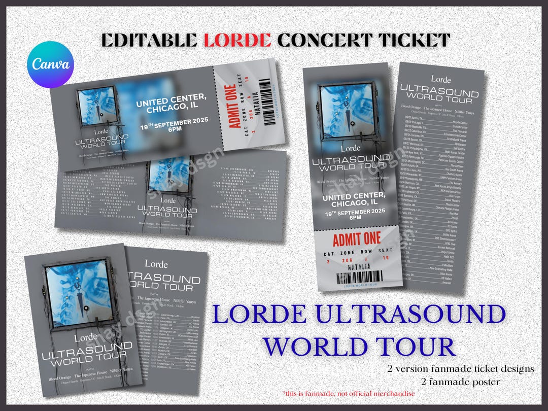 Editable Lorde Concert Ticket Template | Ultrasound Tour 2025 2026 ...