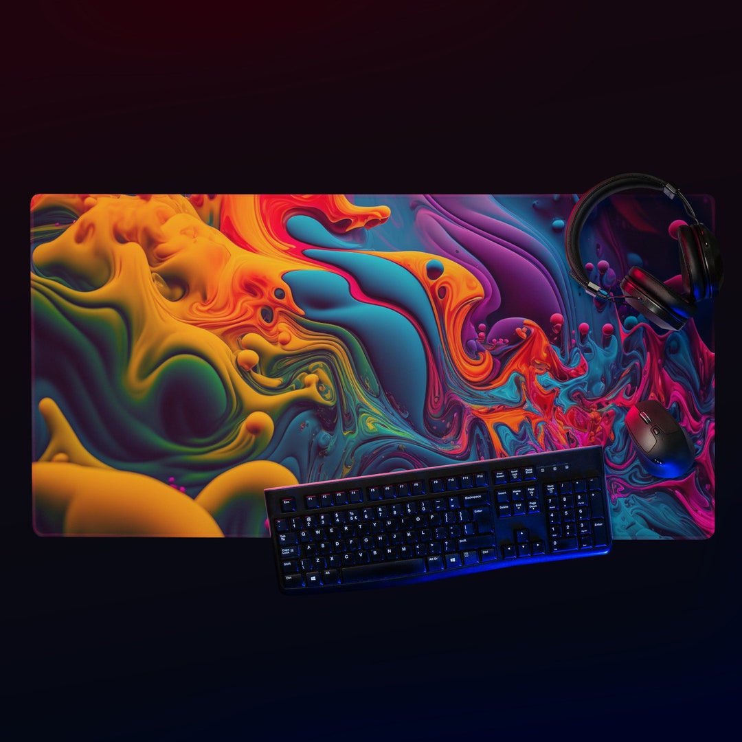 Rainbow Liquid Drip Gaming Mouse Pad, Abstract, Colorful, Gamers ...