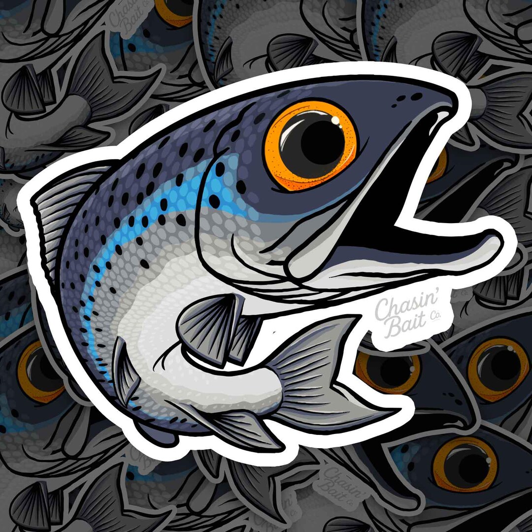 Atlantic Salmon Fish Vinyl Sticker | Hand-drawn Art Waterproof Decal ...