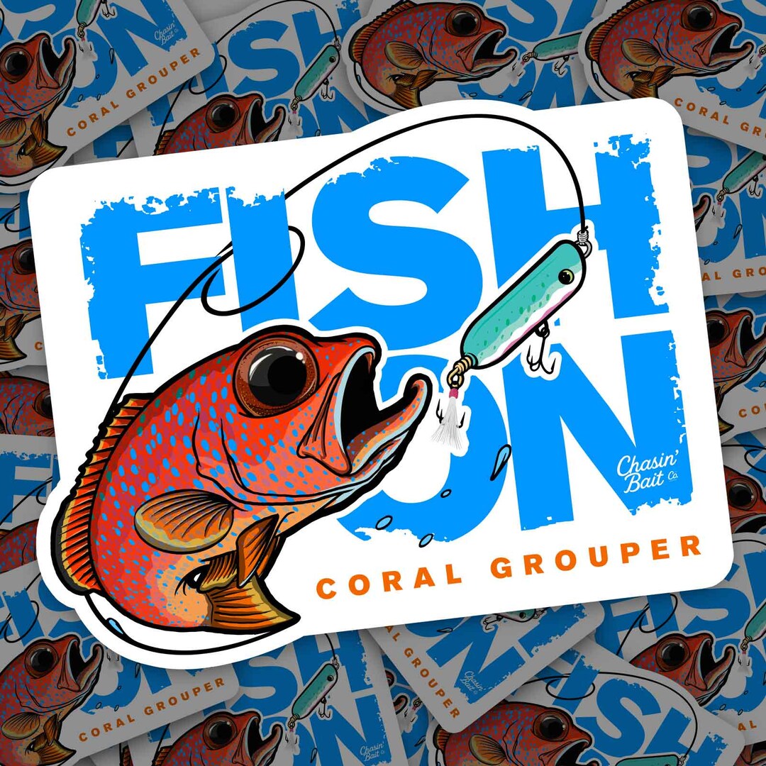 Coral Grouper Sticker | Hand-drawn Art Vinyl Decal - Etsy