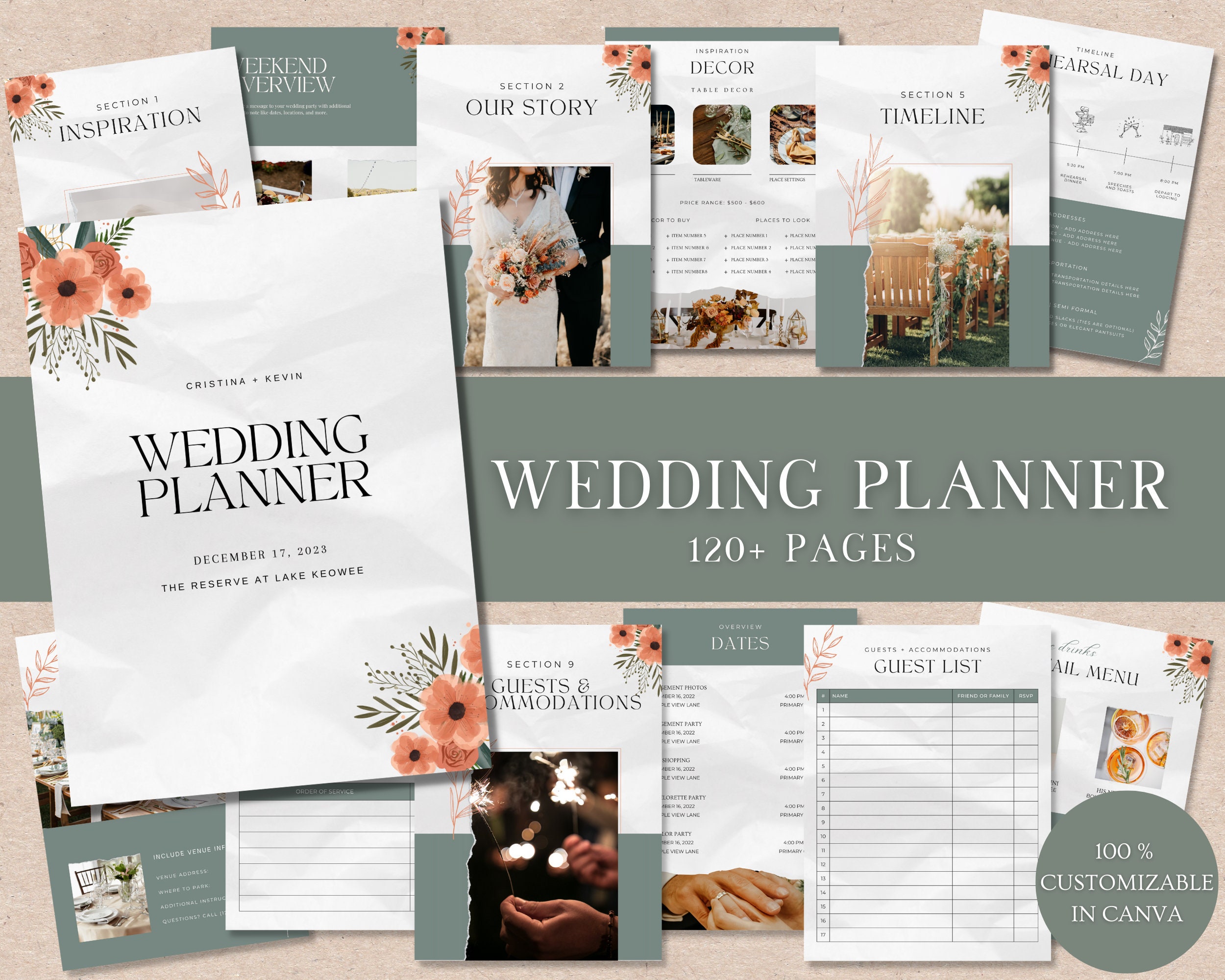 Wedding Planner Canva Editable Wedding Planner Printable - Etsy