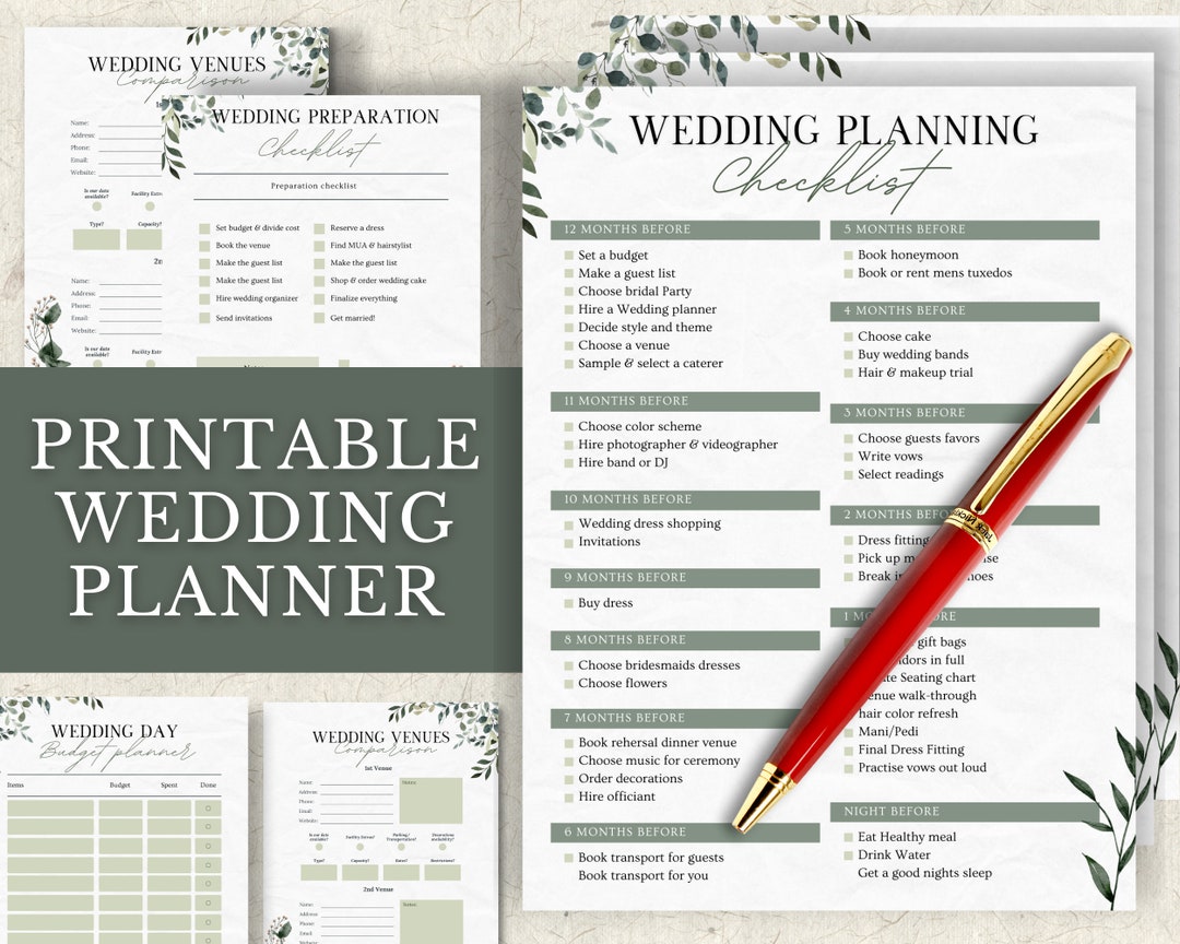 Wedding Planner Printable, Printable Wedding Planner Kit, Wedding ...