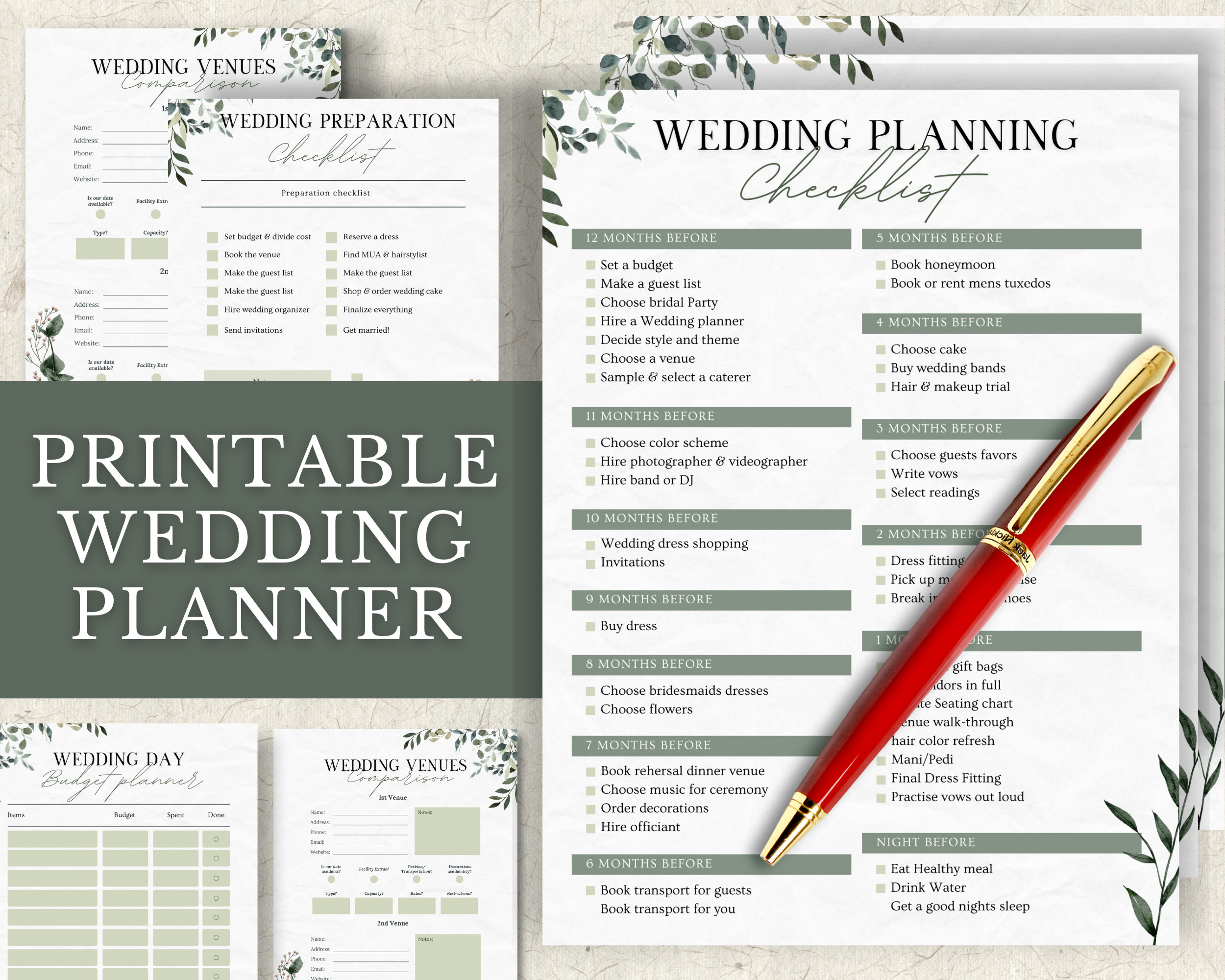 Wedding Planner Printable, Printable Wedding Planner Kit, Wedding ...