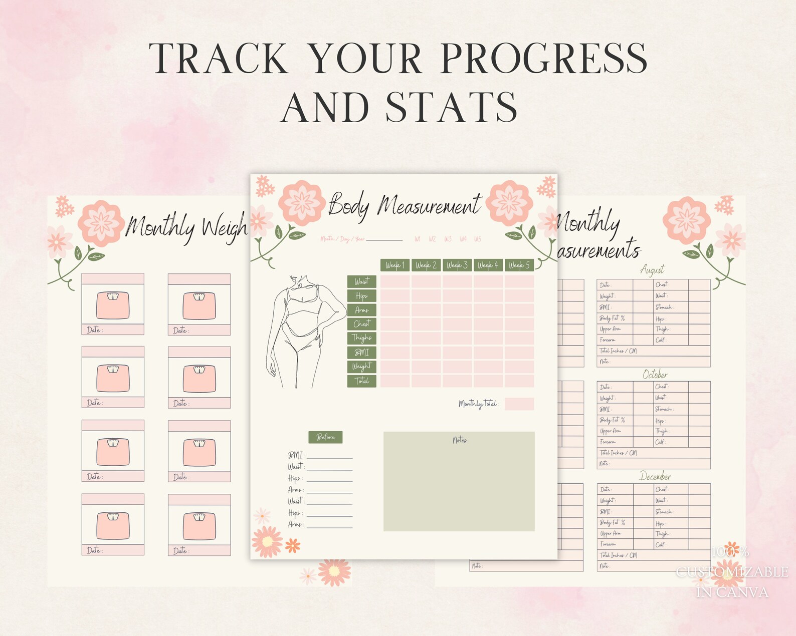 Weight Loss Tracker Printable Weight Journal weight - Etsy