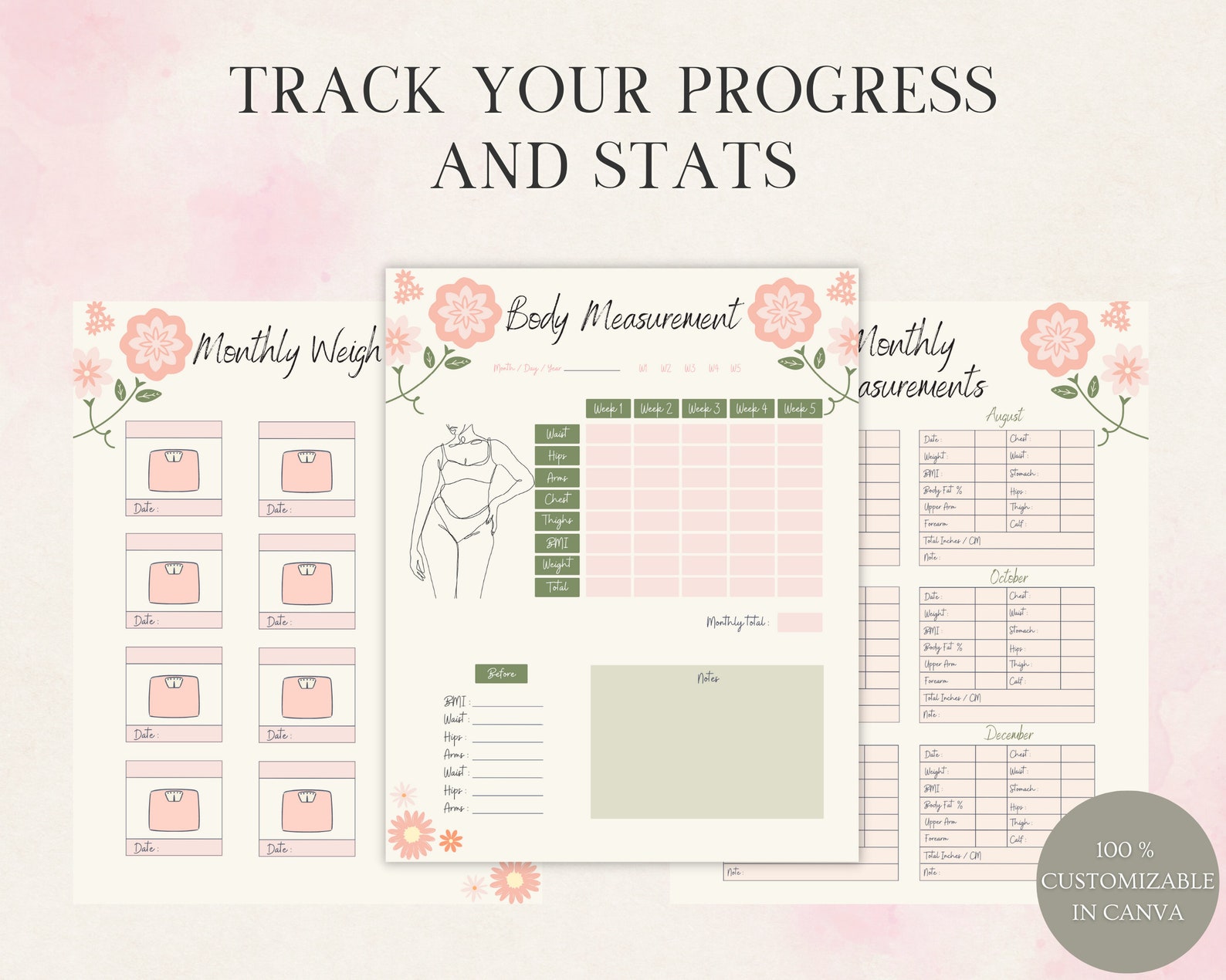 Weight Loss Tracker , Printable Weight Loss Journal, Fitness Planner ...