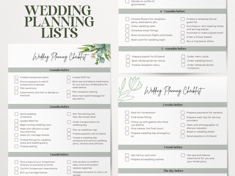 Printable Wedding Planner Simple Wedding Planner Checklists . - Etsy