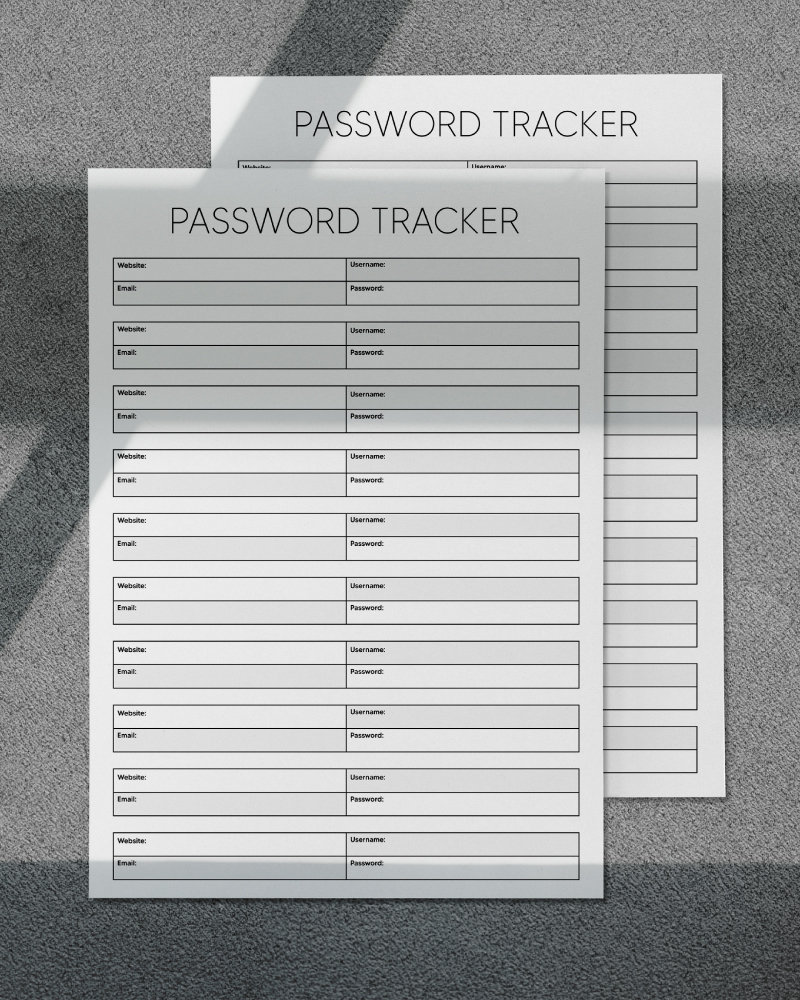 Password Tracker, Printable Tracker, Minimalist Password Log, A4, A5 ...