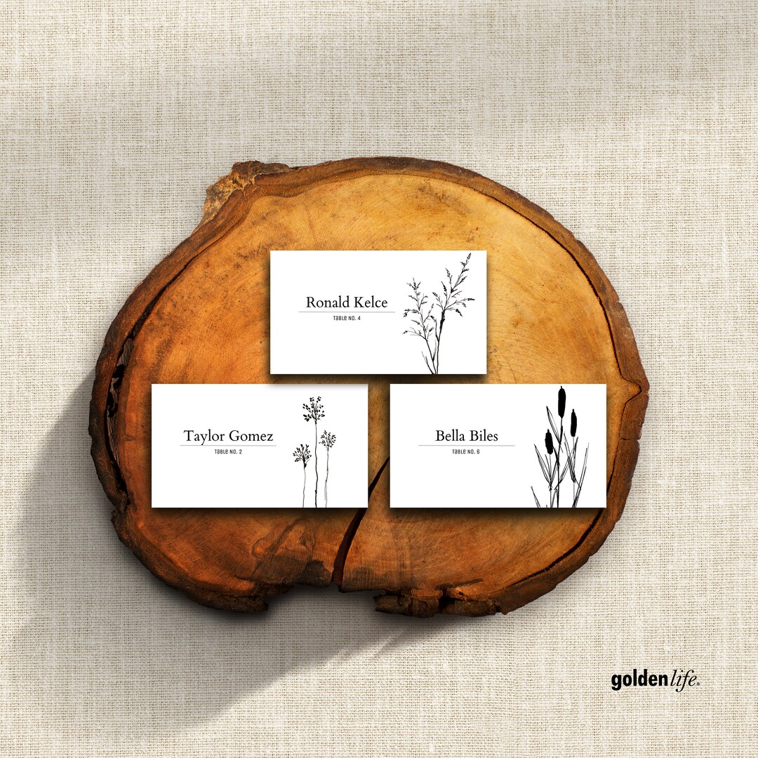 Boho Minimalist Weding Table Name Card Template, Customisable ...
