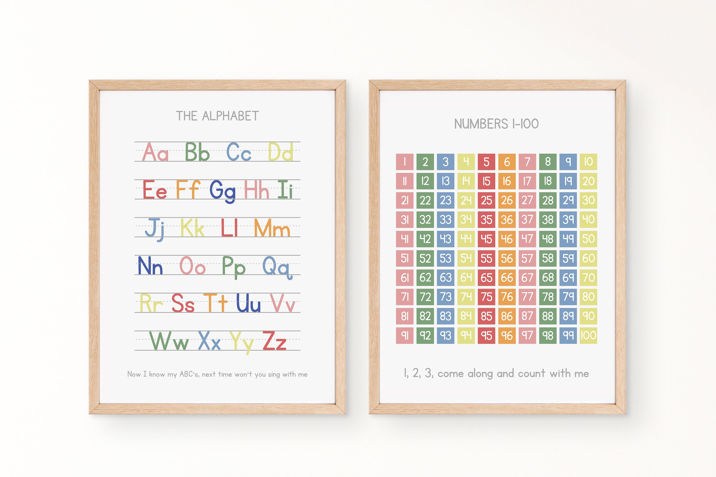 Rainbow Alphabet Numbers 1-100 BUNDLE Digital ABC Print // Educational ...
