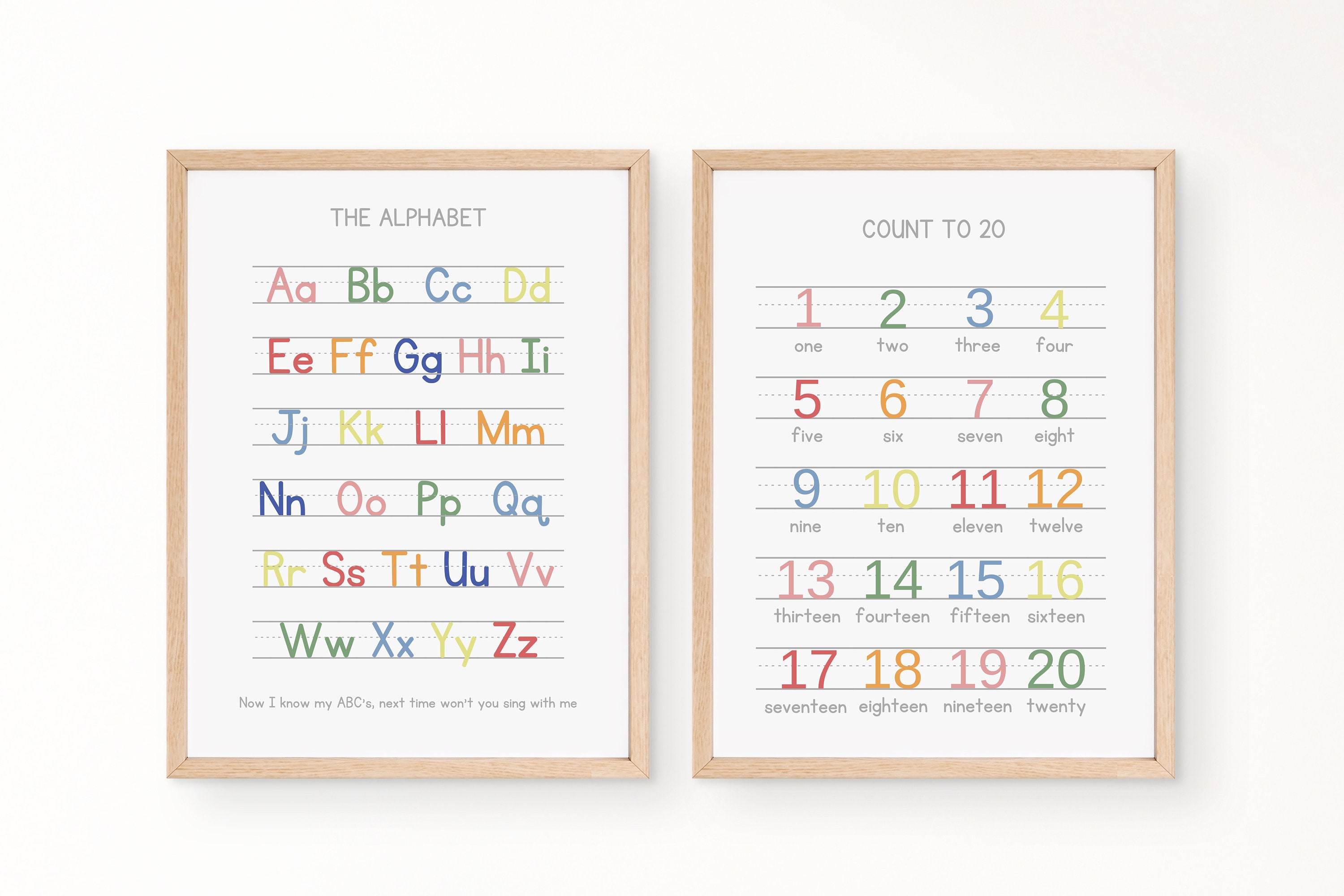 Alfabeto arcoíris Números 1-20 PAQUETE / Impresión ABC digital ...