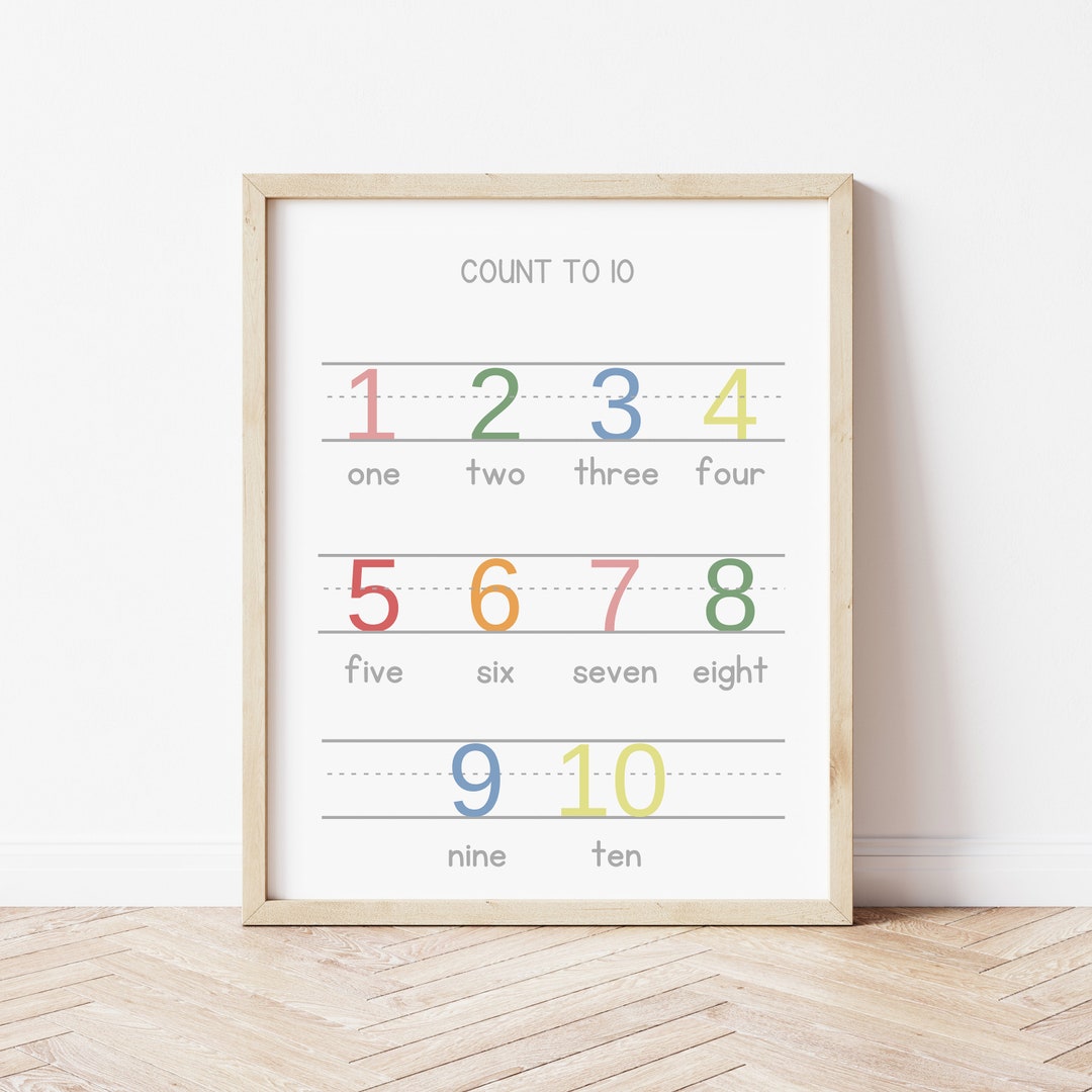 Rainbow Count to 10 Poster Digital Numbers Counting Print ...