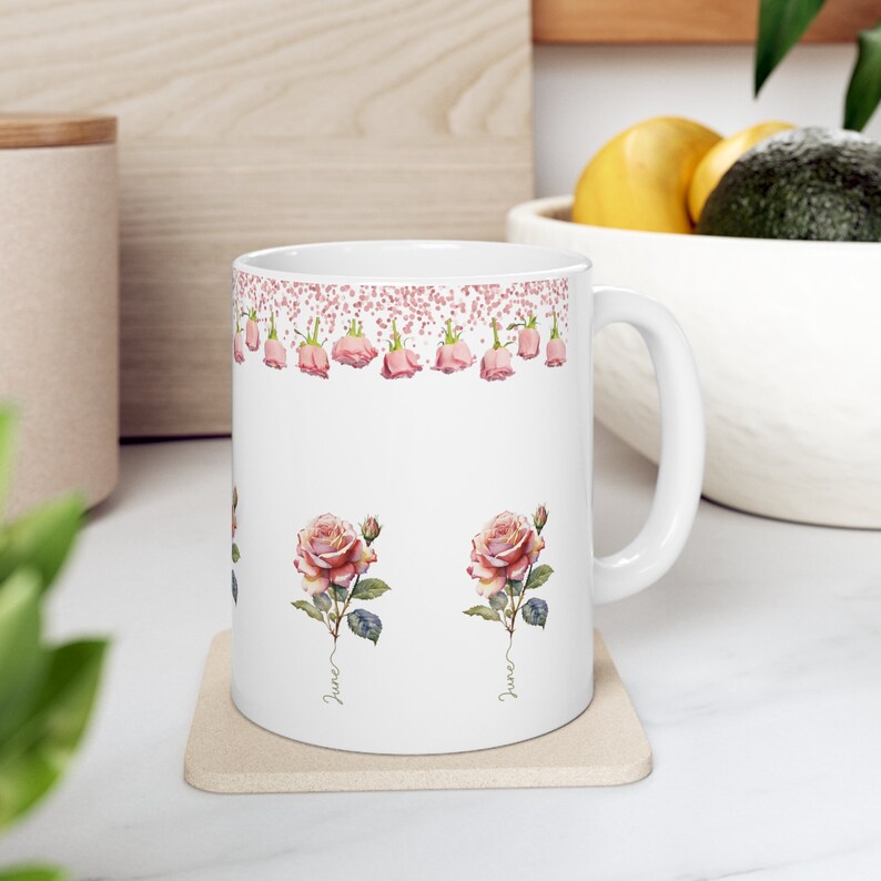 June Rose Birth Month Flower, Rose Lover Mug, June Birthday, Gift for ...