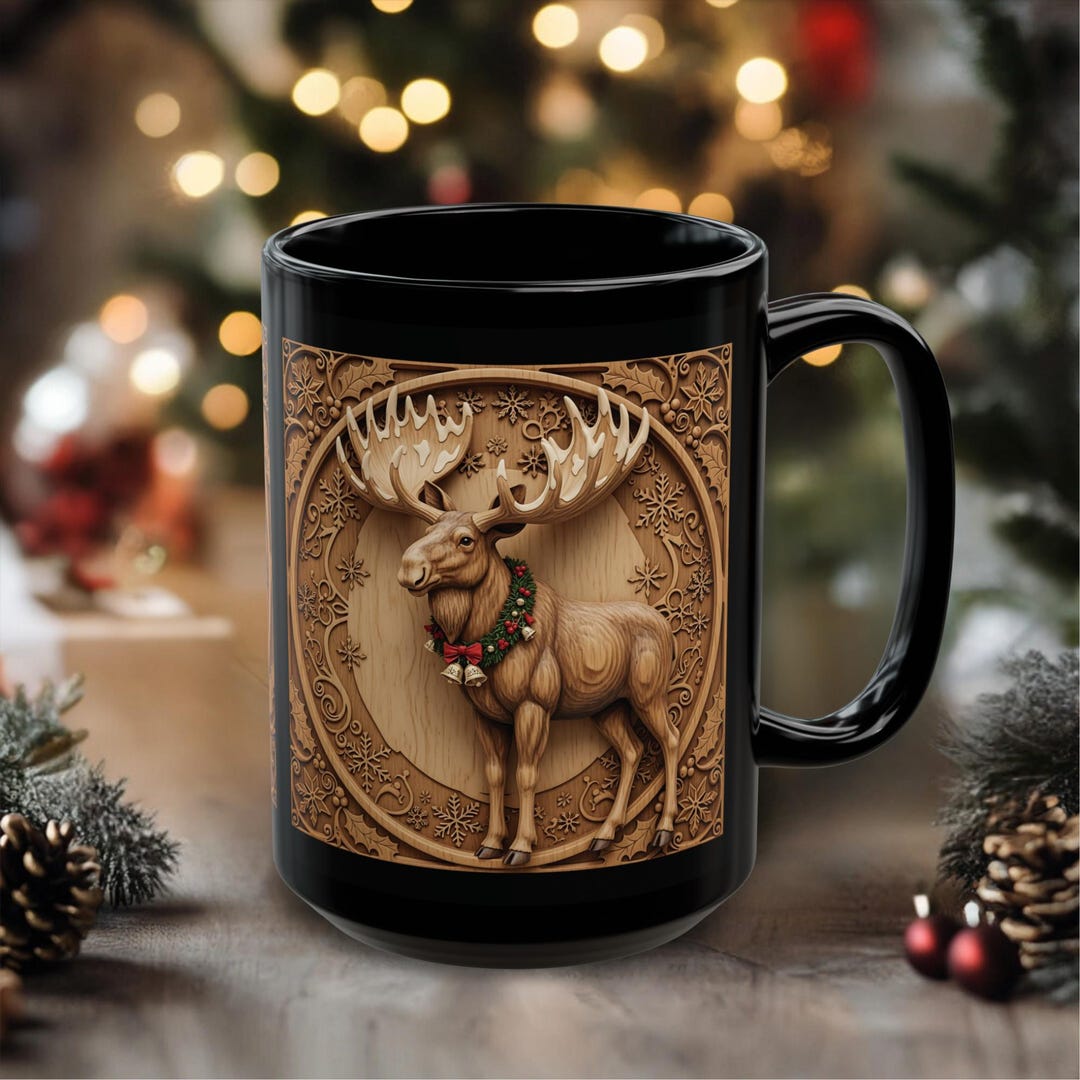 Christmas Moose Rustic Nature Mug | Wildlife Coffee Cup, Camping ...