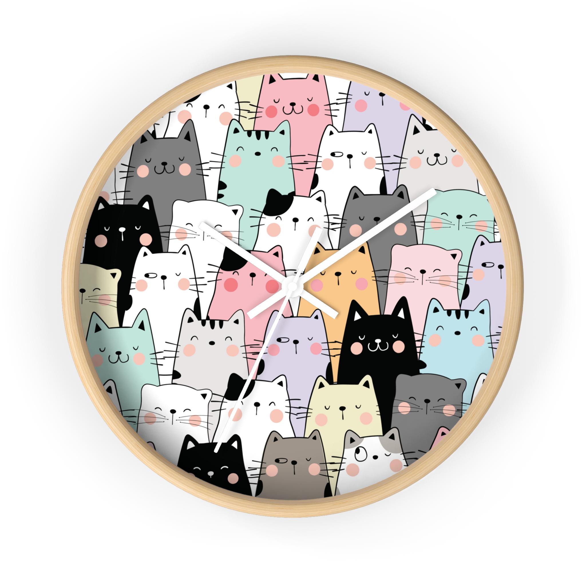 Funny Cat Wall Clock, Cartoon Cat Graphic Clock, Cat Lover Gift Wall ...