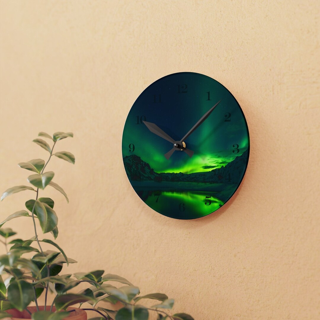 Northern Lights Clock, Cabin Wall Clock, Study or Den Clock, - Etsy