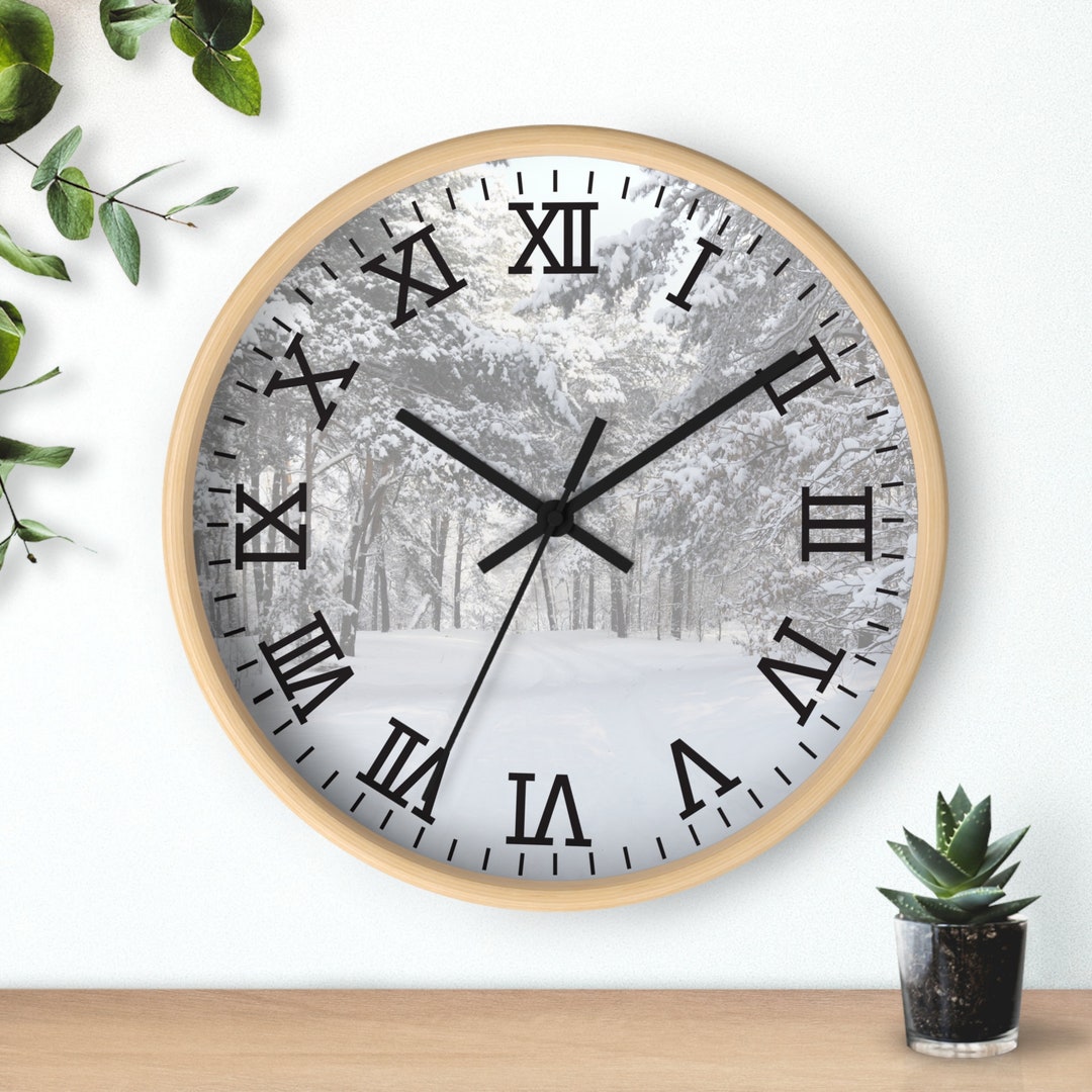 Snow Forest Wall Clock, Cabin Clock, Ski Cabin Clock, Lake House Wall ...