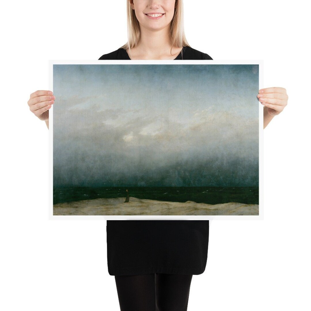 Monk by the Sea - Dark Ocean Poster Print Nature Landscape - Vintage ...