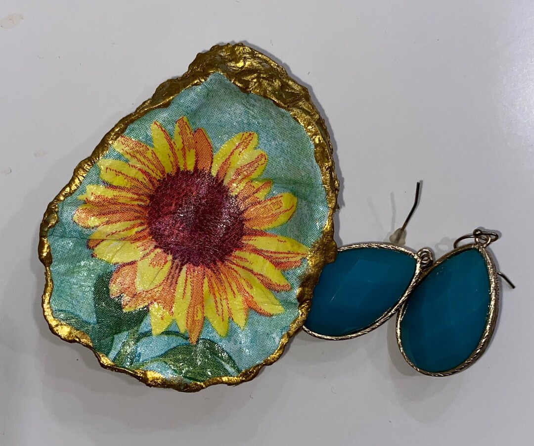 Oyster Shell Sunflower Small Trinket/jewelry Holder/paperweight - Etsy