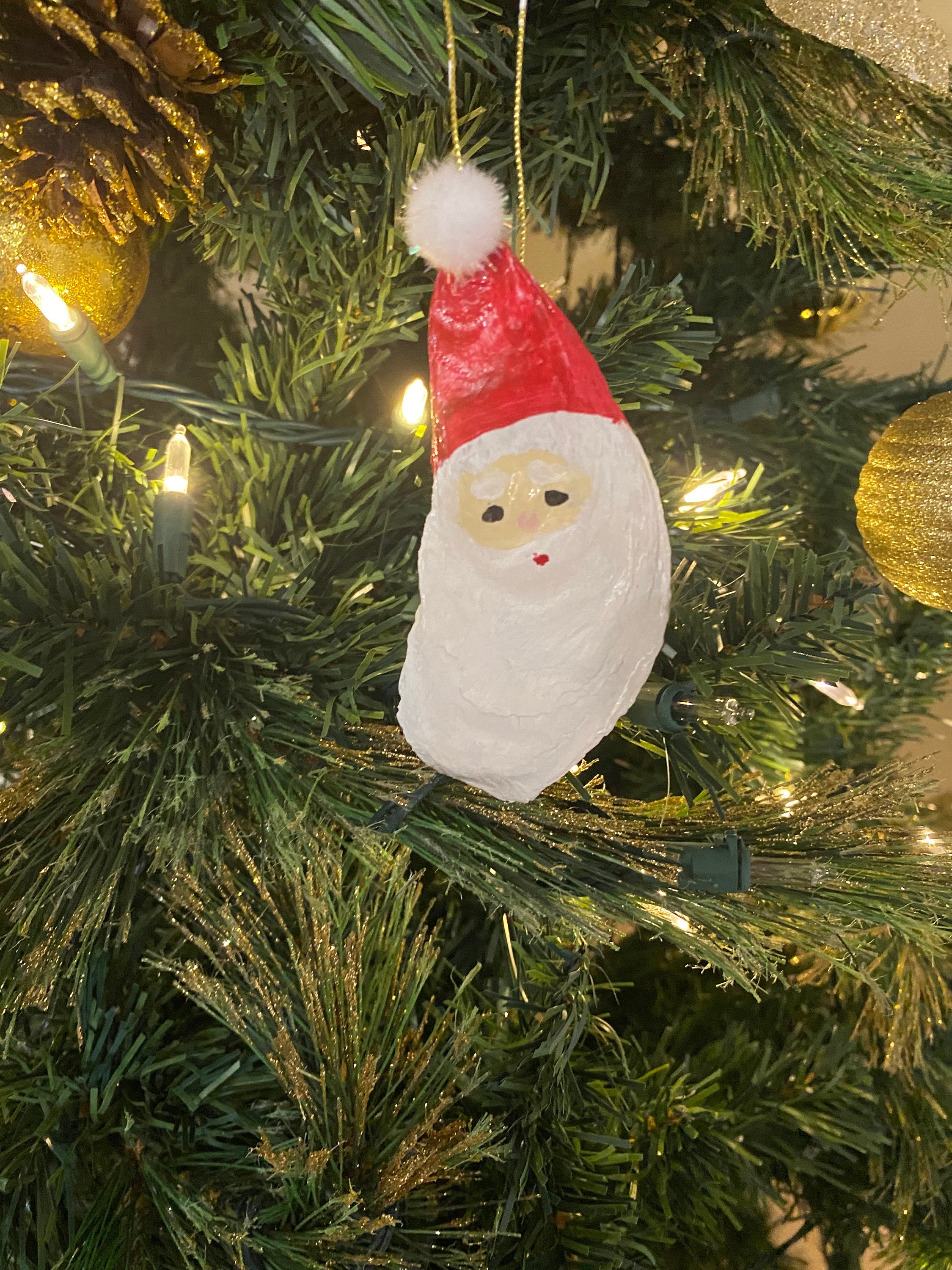 Santa Hand Painted and Hand Crafted Eastern Shore Oyster Shell Ornament ...