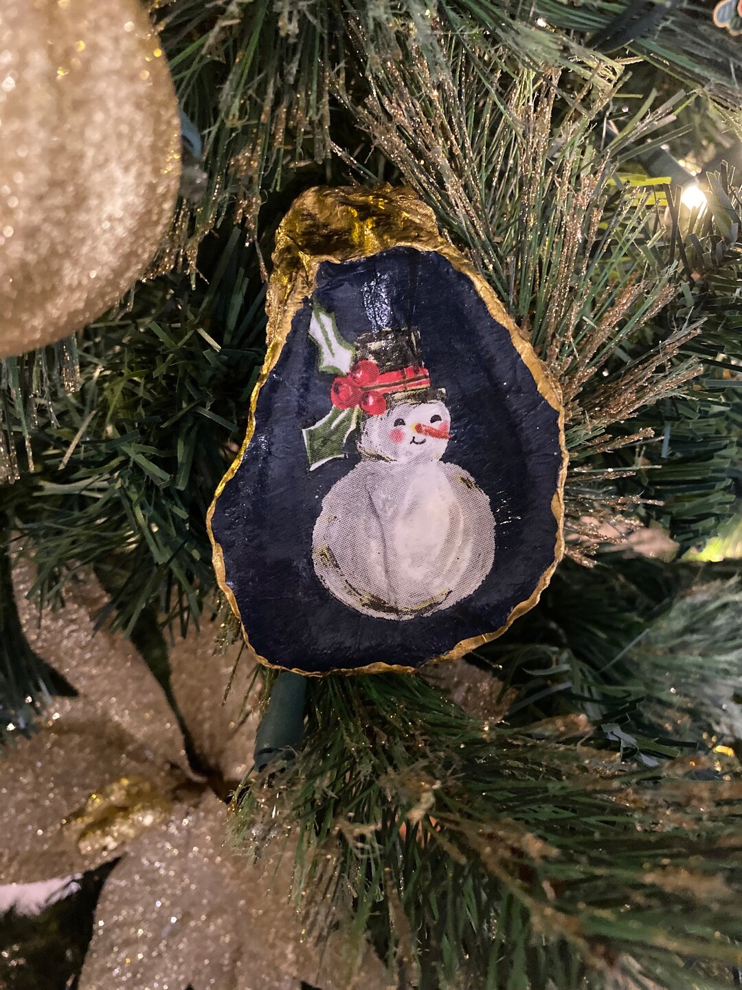 Snowman Hand-crafted Eastern Shore Oyster Shell Ornament/wine Bottle ...