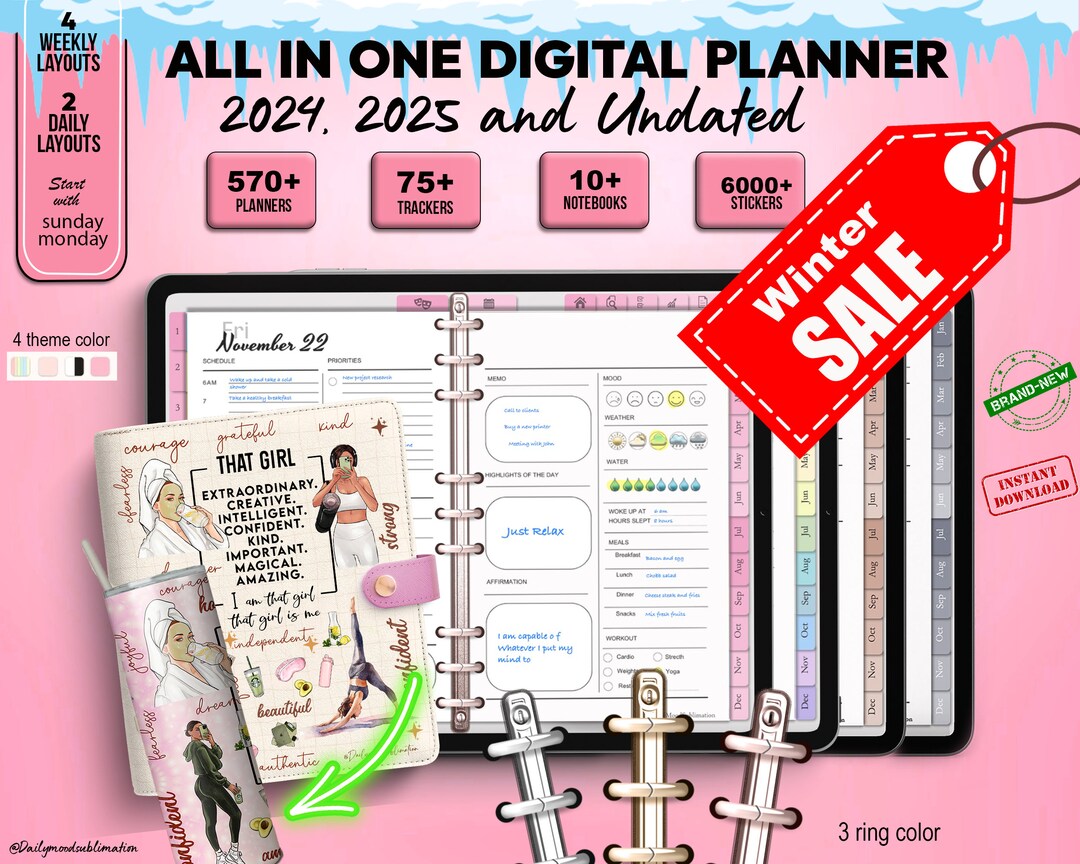 Premium Digital Planner, 2024 2025 Undated Calendar, iPad Goodnotes ...