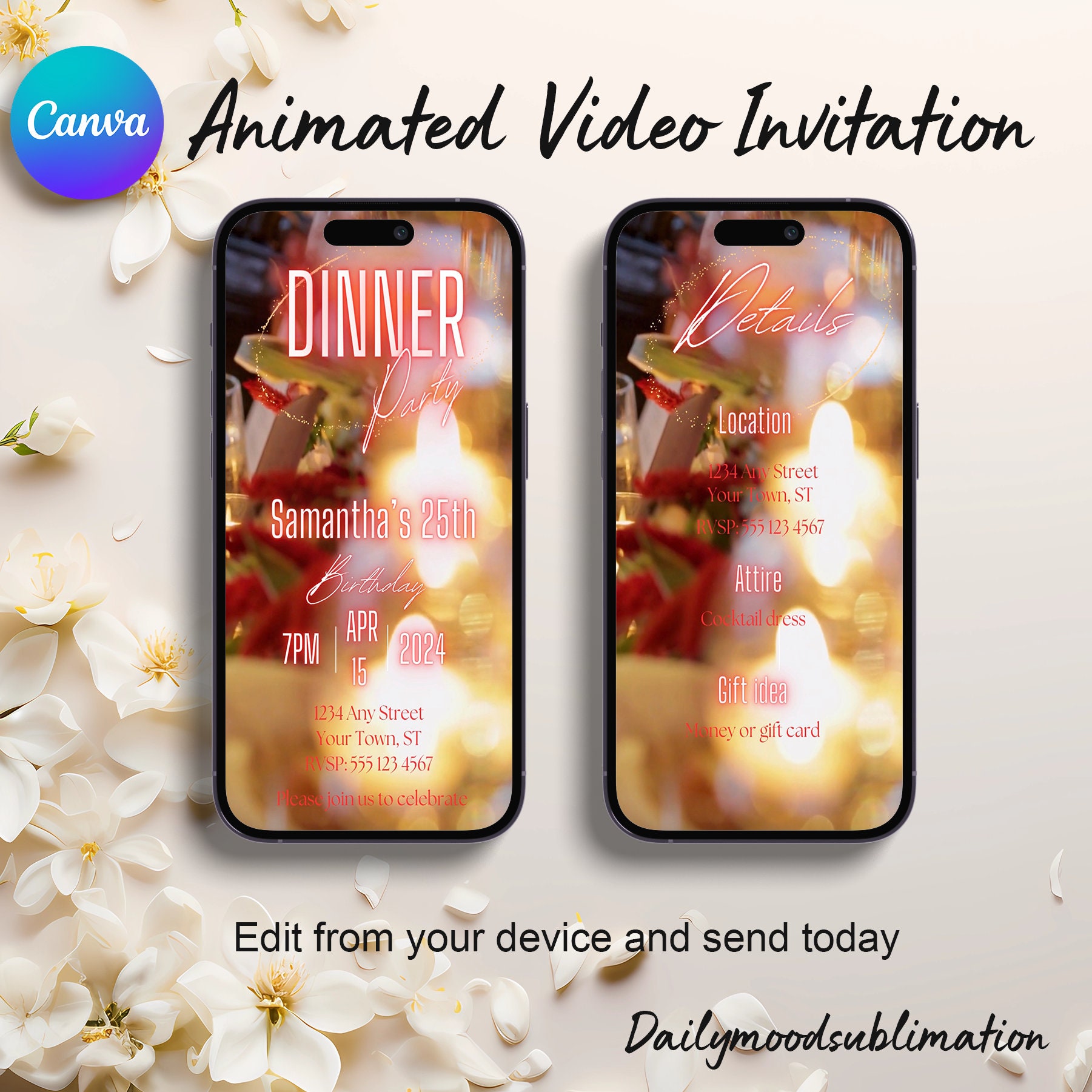 Animated Birthday Digital Invitation, Let's Party Editable Birthday ...