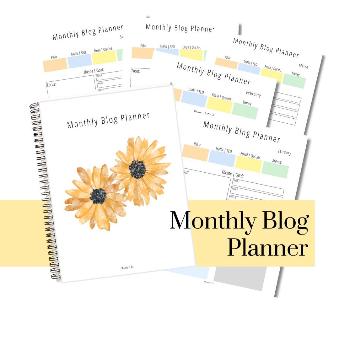 Sunflower Monthly Blog Planner | 2026 Content Organizer (US Letter PDF ...